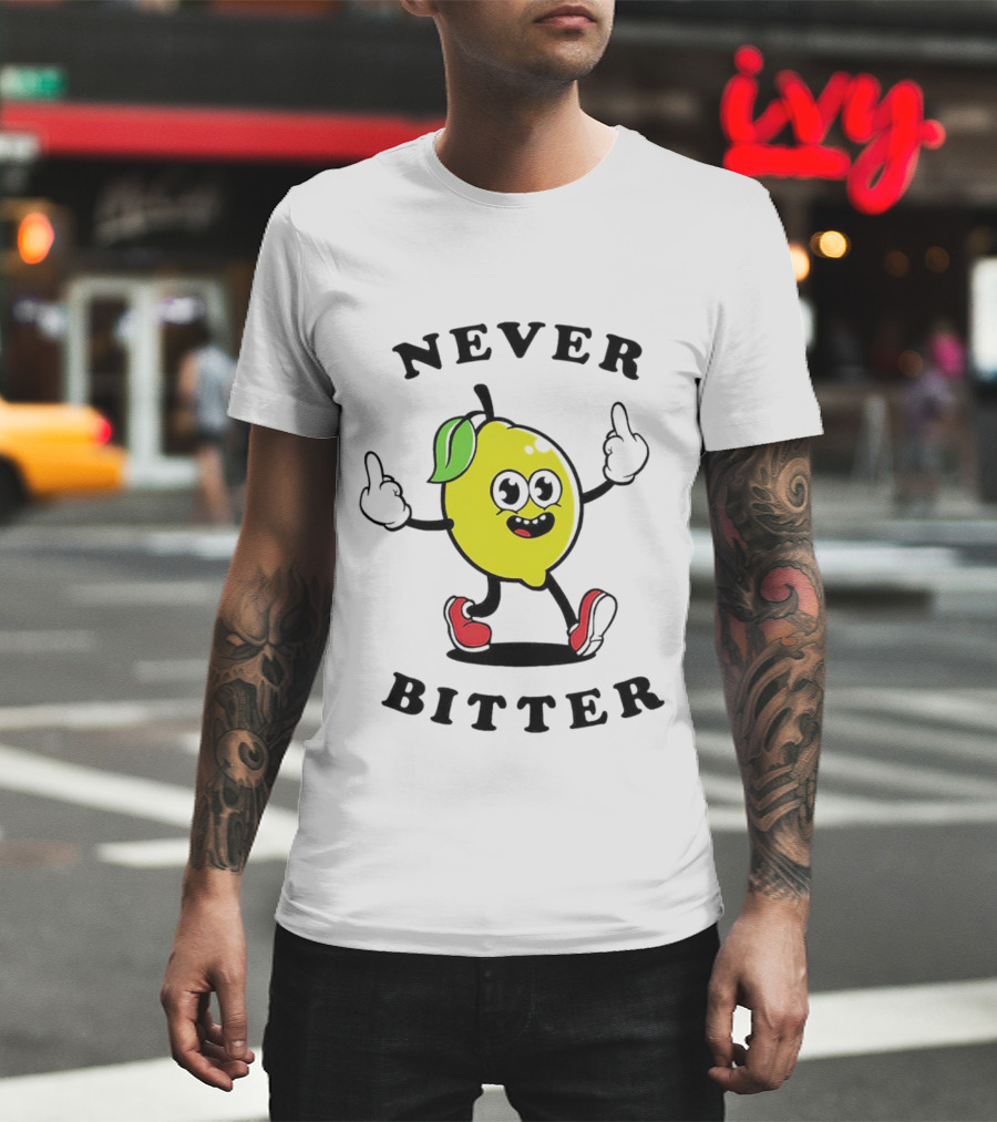 Lemon Never Bitter Playful Character With Upraised Hands T-Shirt