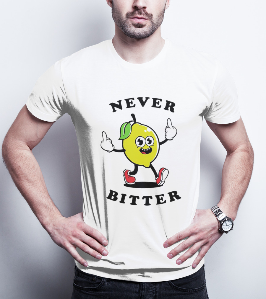 Lemon Never Bitter Playful Character With Upraised Hands T-Shirt