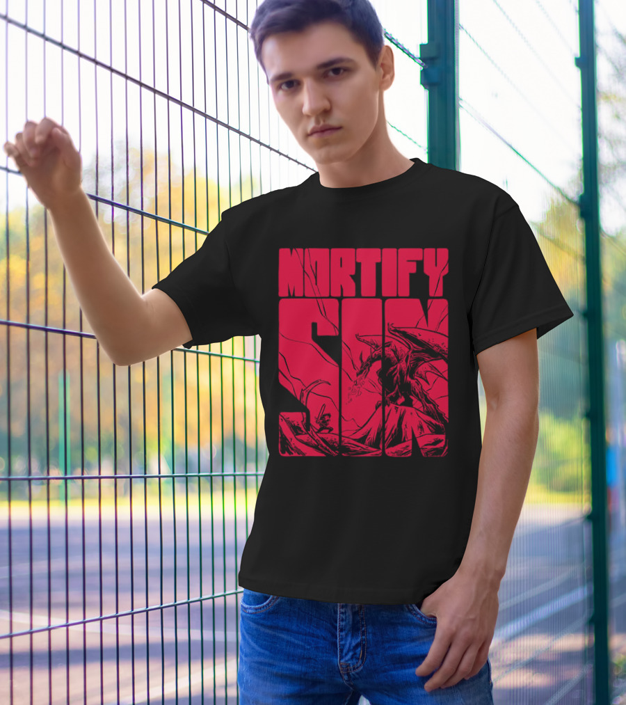 MORTIFY SIN Dark Battle With Fiery Behemoth T-Shirt