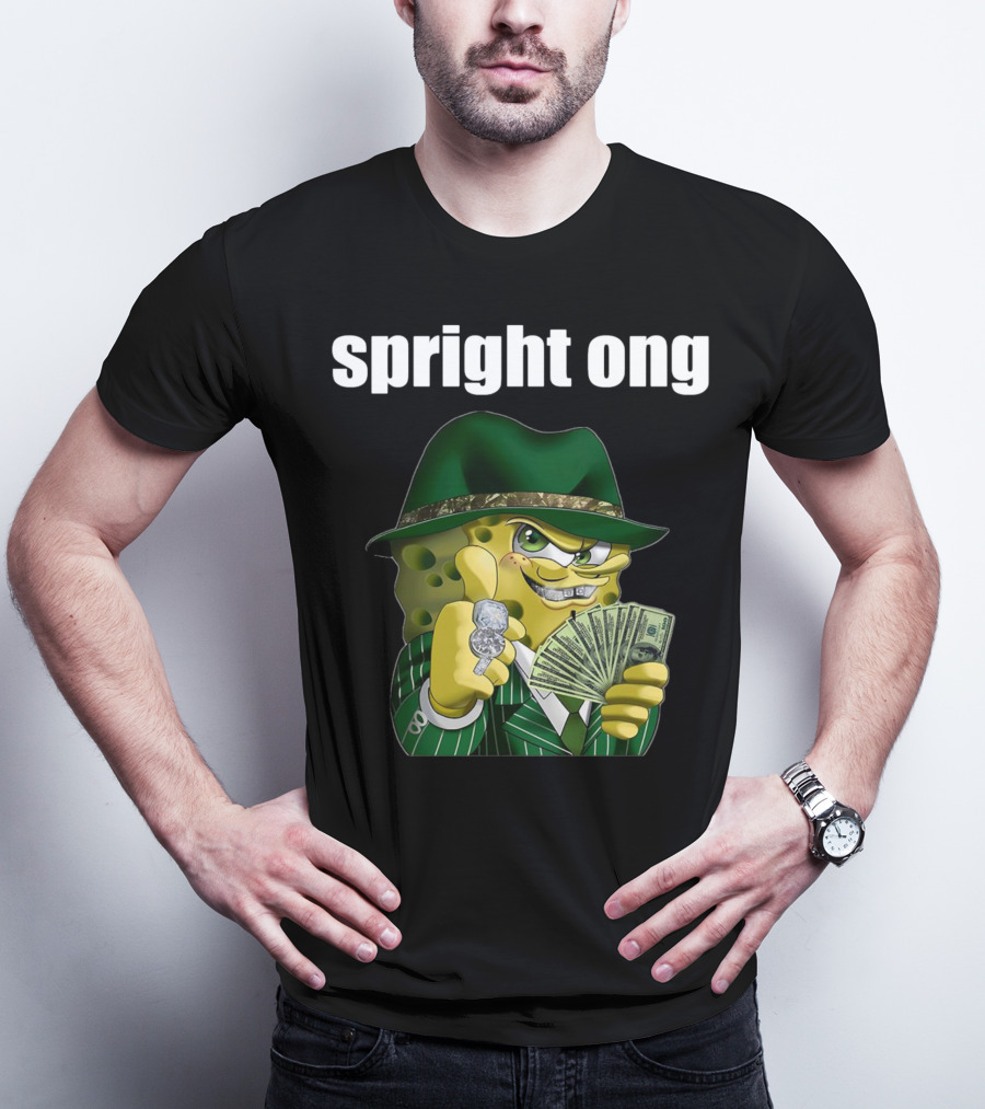Spright Ong Money Spongebob In Green Suit With Cash T-Shirt
