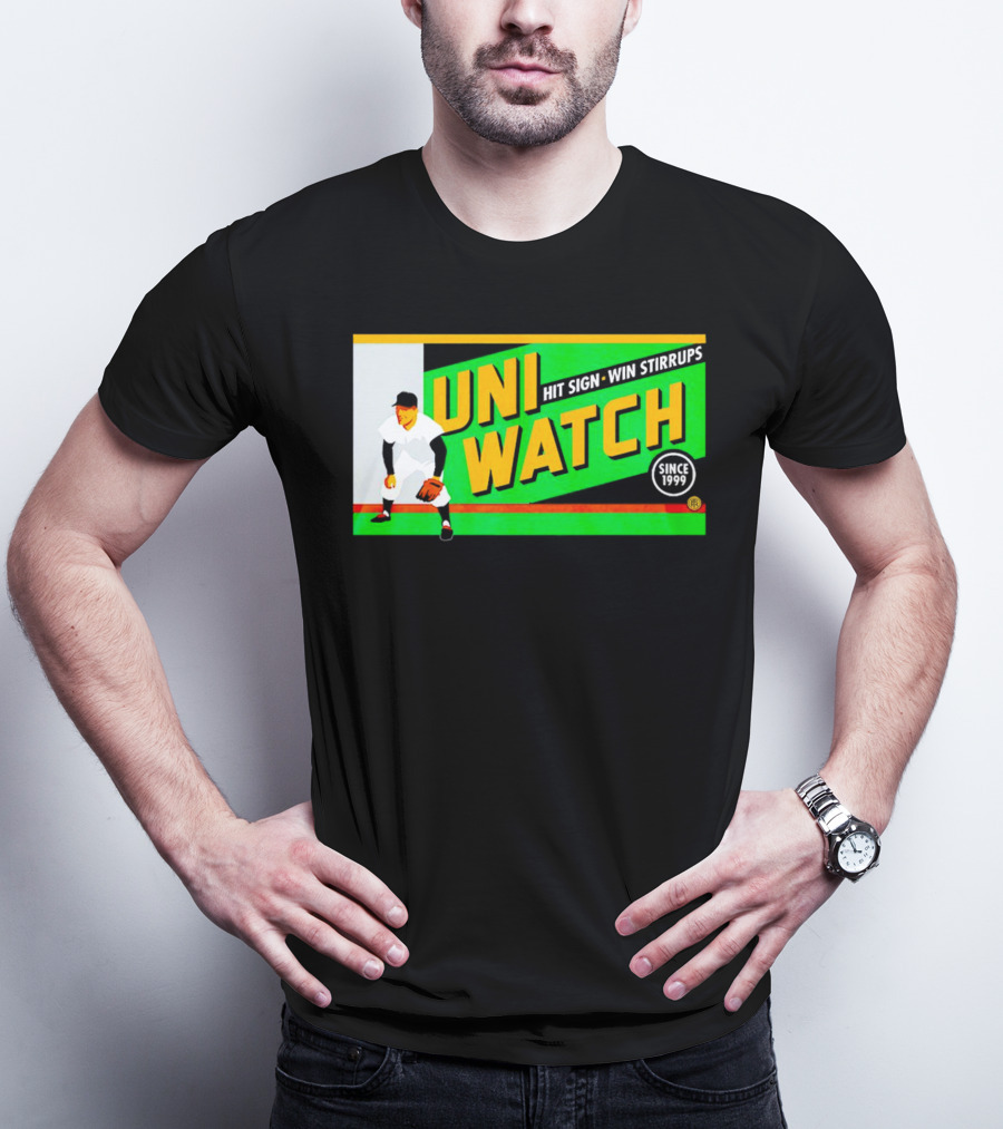 UNI WATCH Hit Sign Win Stirrups Since 1999 T-Shirt