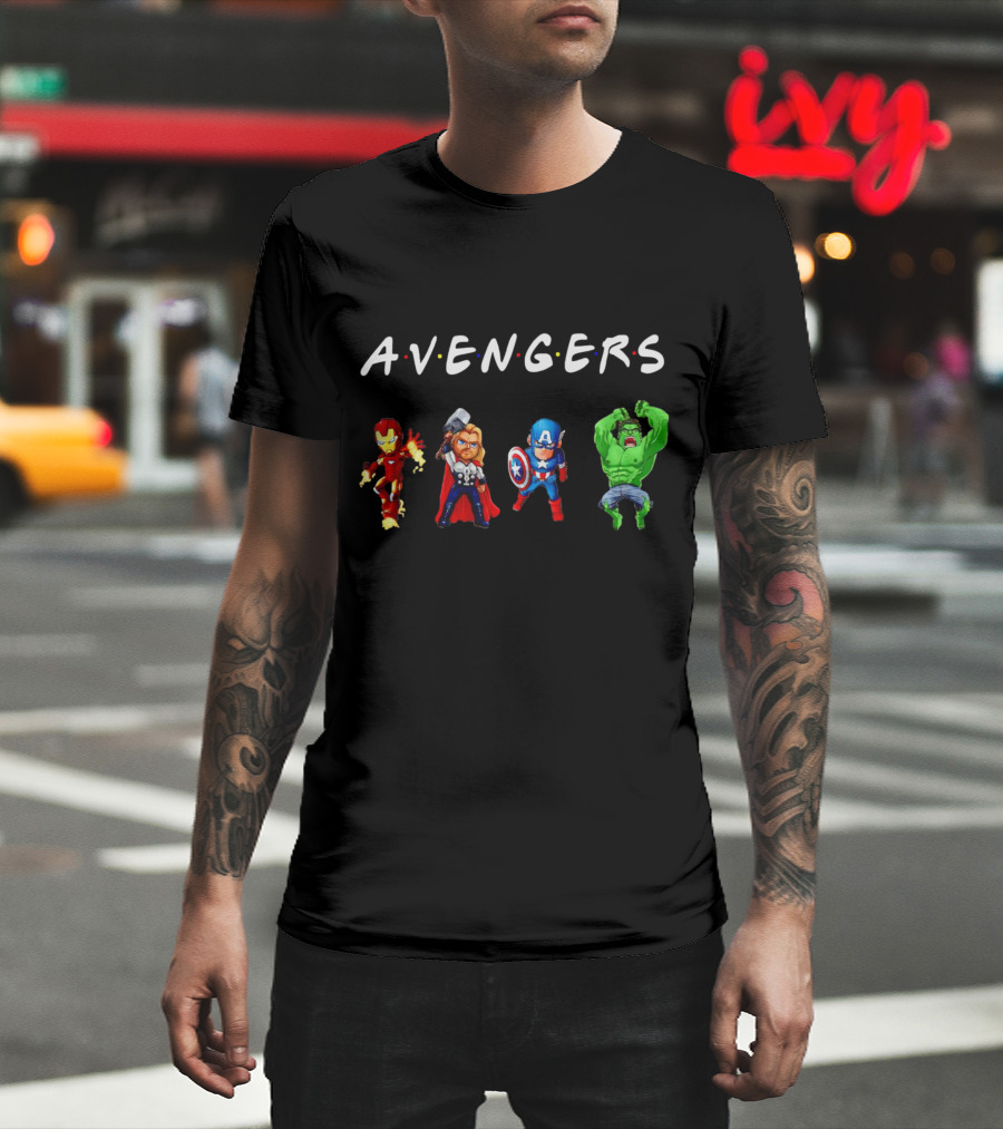Avengers Iron Man Thor Captain America Hulk Chibi Characters T-Shirt