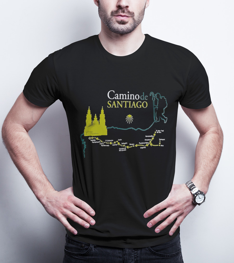 Camino De Santiago Map Santiago Compostela Route Pilgrim Journey T-Shirt
