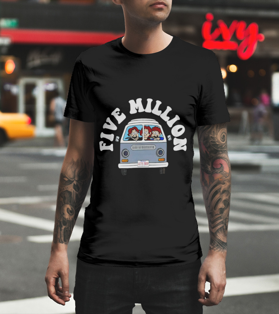 Five Million Let's Trip Cartoon Van Journey T-Shirt