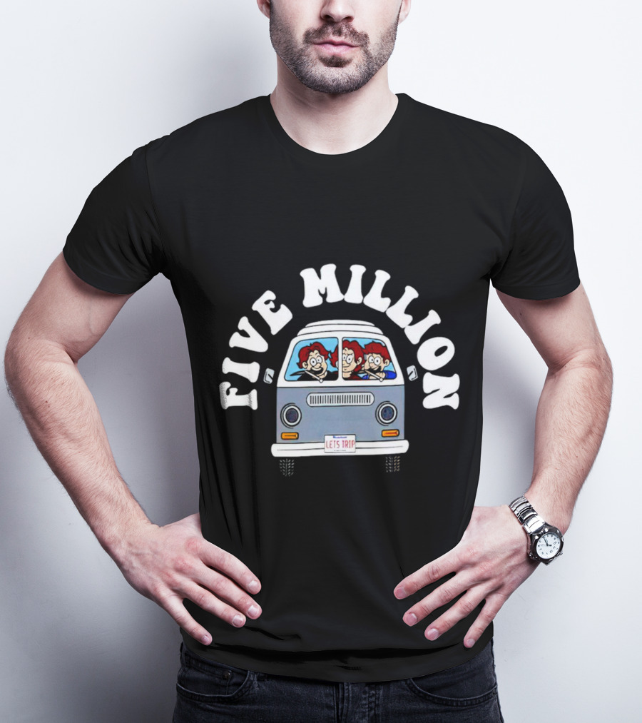 Five Million Let's Trip Cartoon Van Journey T-Shirt