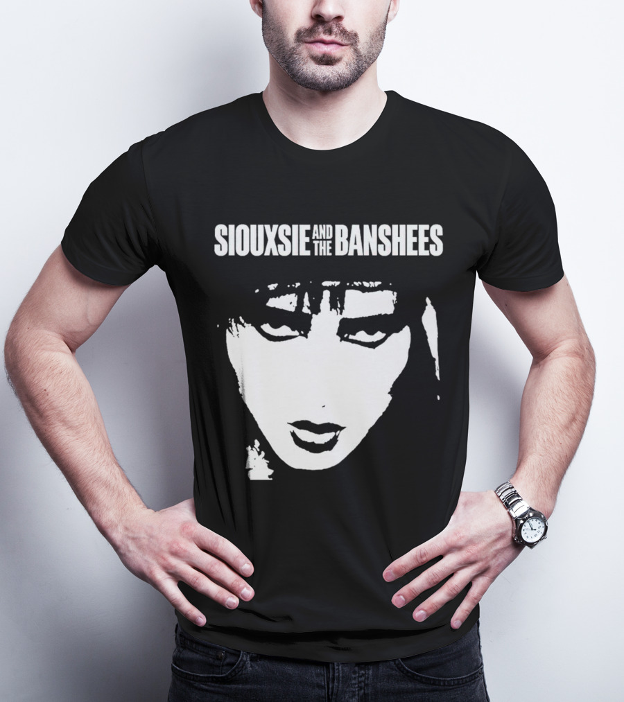 Siouxsie And The Banshees Bold Black And White Stylized Face T-Shirt