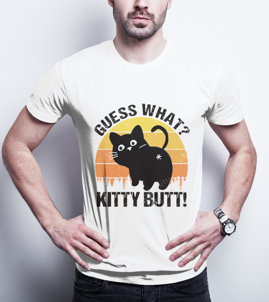 Guess What Kitty Butt Retro Sunset Forest T-Shirt