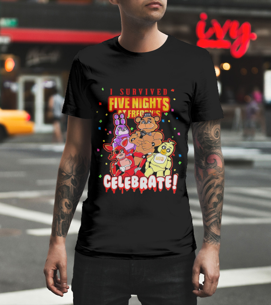 I Survived Five Nights At Freddy’s Celebrate Freddy Bonnie Chica Foxy T-Shirt