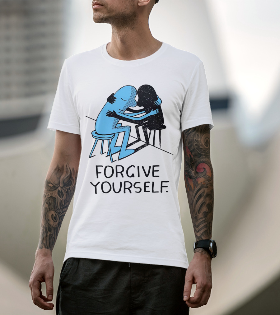 Forgive Yourself Embracing Blue And Black Figures T-Shirt