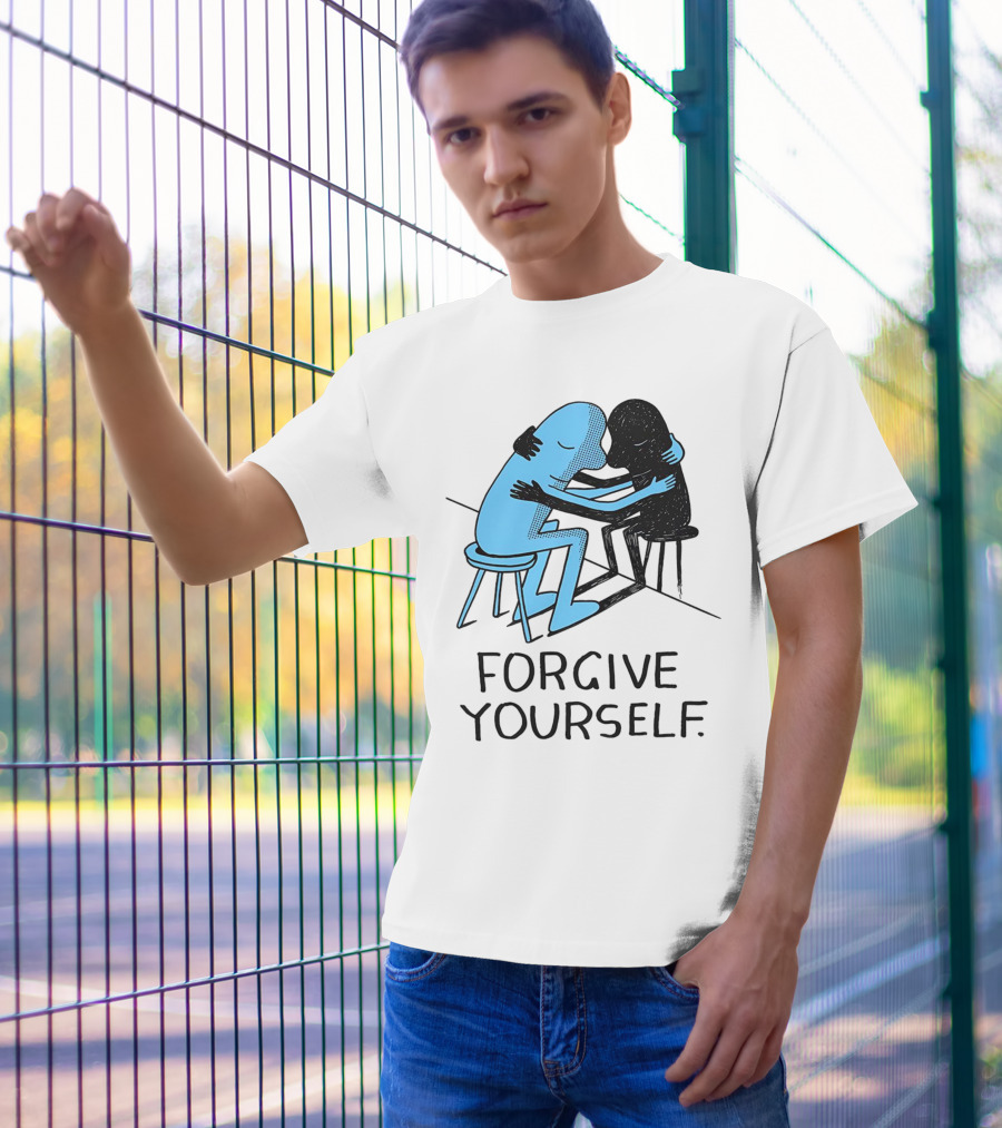 Forgive Yourself Embracing Blue And Black Figures T-Shirt