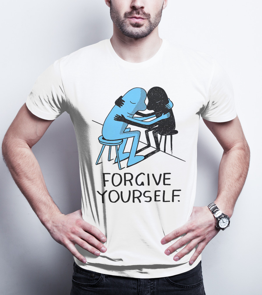 Forgive Yourself Embracing Blue And Black Figures T-Shirt