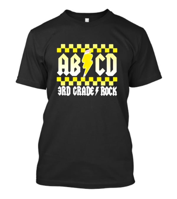 ABCD 3rd Grade Rock Lightning Bolt Checkerboard T-Shirt