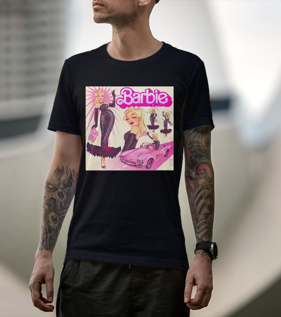 Barbie Glamorous Star With Pink Cadillac And Sparkling Dress T-Shirt