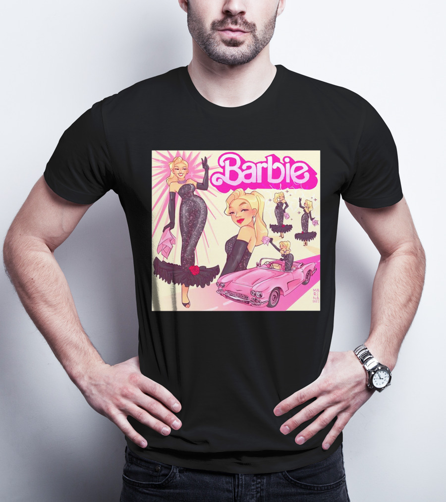 Barbie Glamorous Star With Pink Cadillac And Sparkling Dress T-Shirt