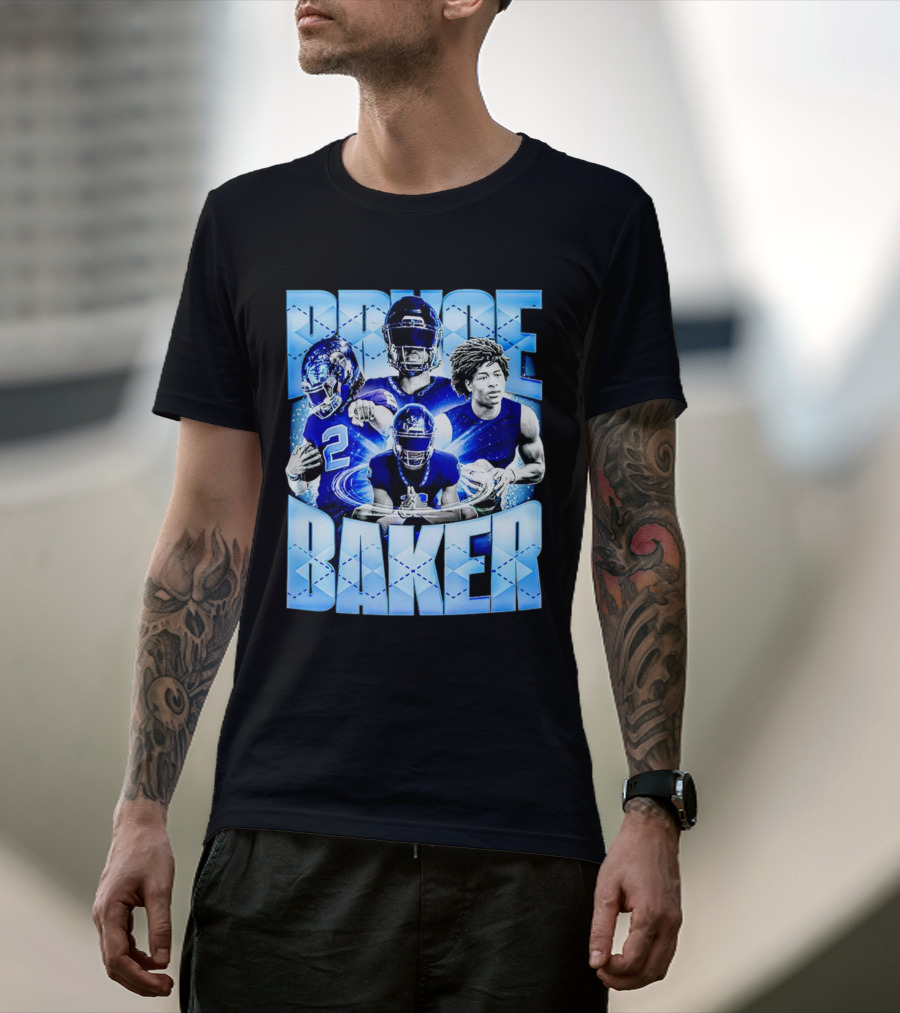 Bryce Baker East Forsyth Football Blue Graphics T-Shirt