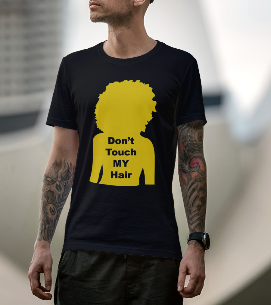 Don’t Touch My Hair Yellow Silhouette Afro Outline T-Shirt