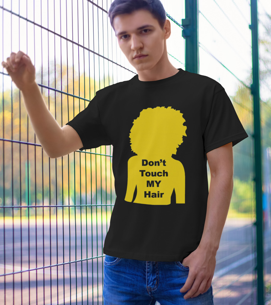 Don’t Touch My Hair Yellow Silhouette Afro Outline T-Shirt