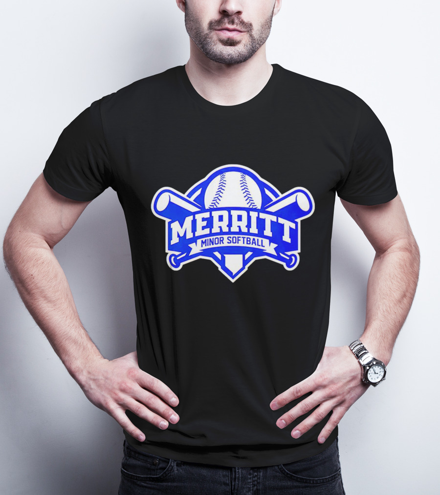 Merritt Minor Softball Baseball Crossed Bats Emblem T-Shirt