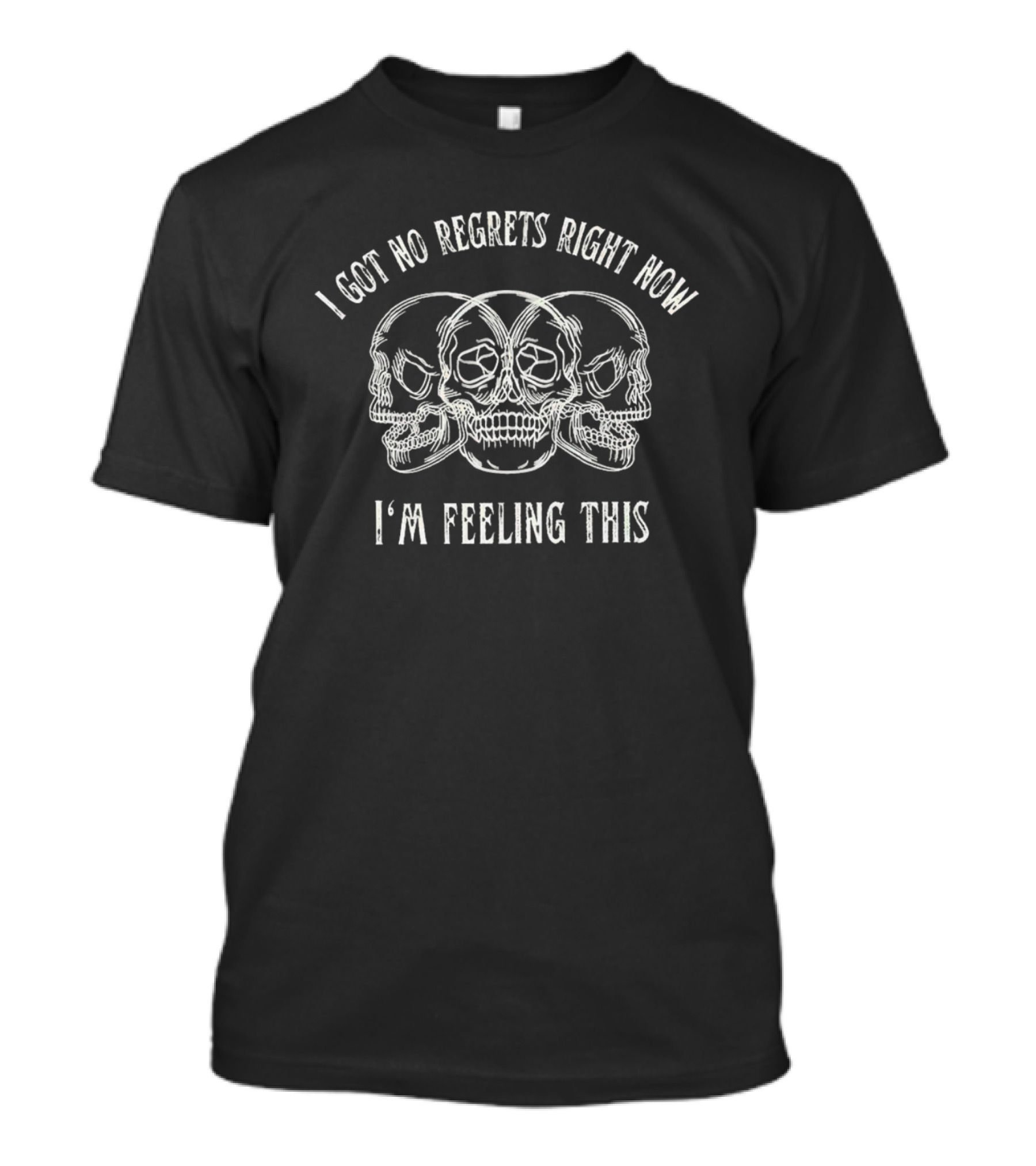 I Got No Regrets Right Now I'm Feeling This Skull Trio T-Shirt