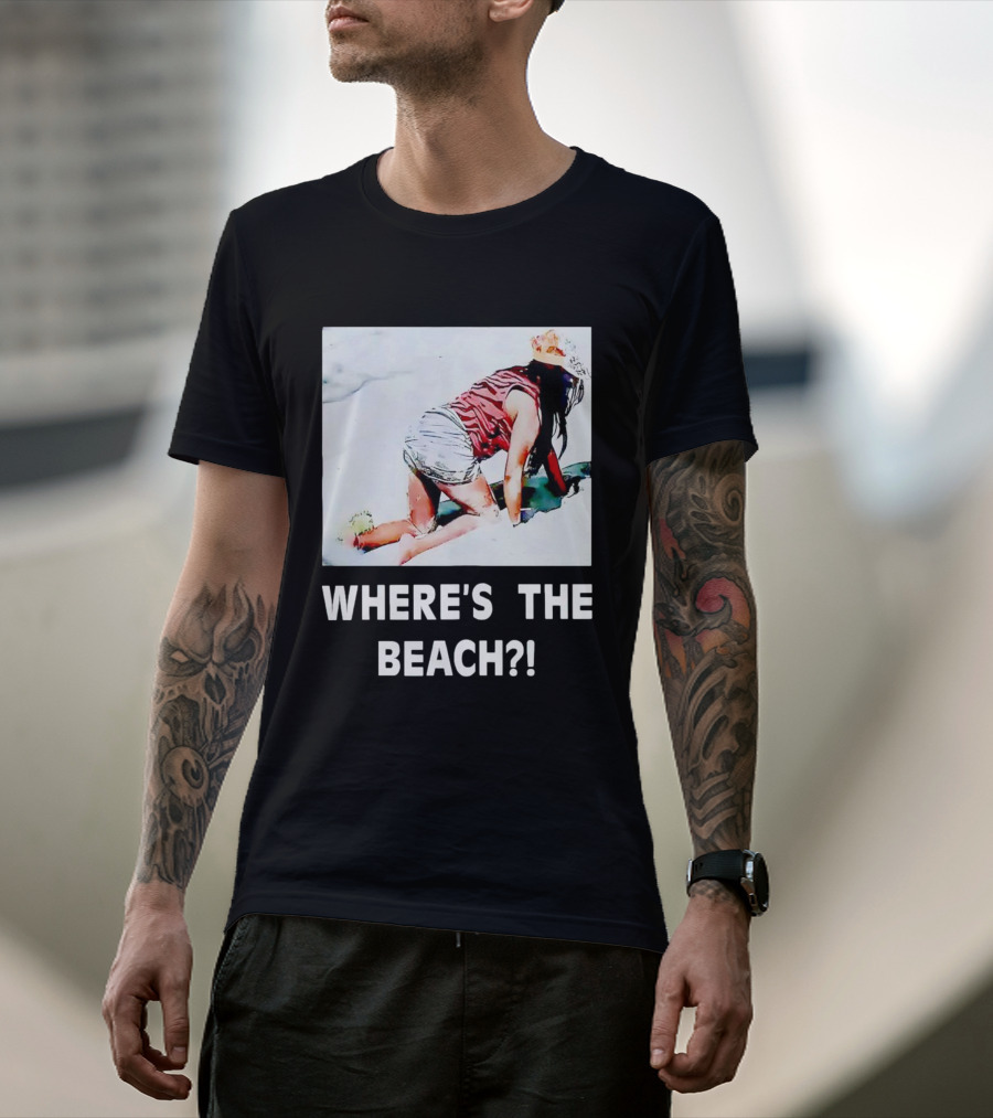 WHERE'S THE BEACH? Woman In Sand Picture T-Shirt