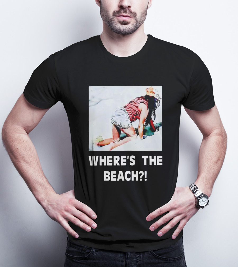 WHERE'S THE BEACH? Woman In Sand Picture T-Shirt