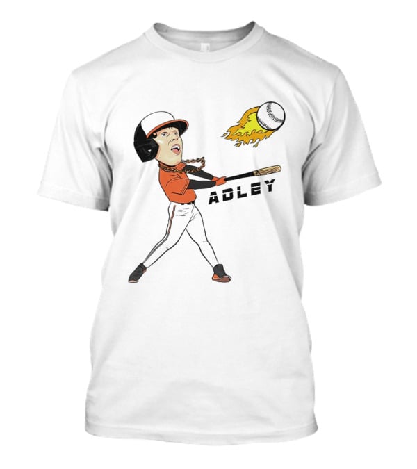 Adley Rutschman Baltimore Orioles Vintage Fireball Batting Action T-Shirt