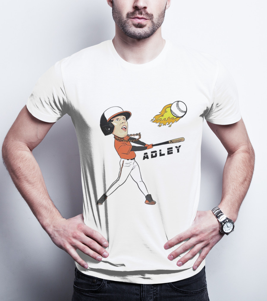 Adley Rutschman Baltimore Orioles Vintage Fireball Batting Action T-Shirt