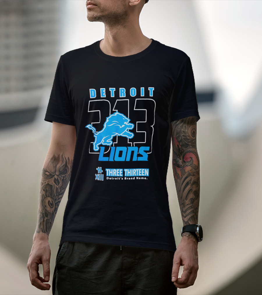 Detroit 313 Detroit Lions Three Thirteen XIII Brand Name T-Shirt