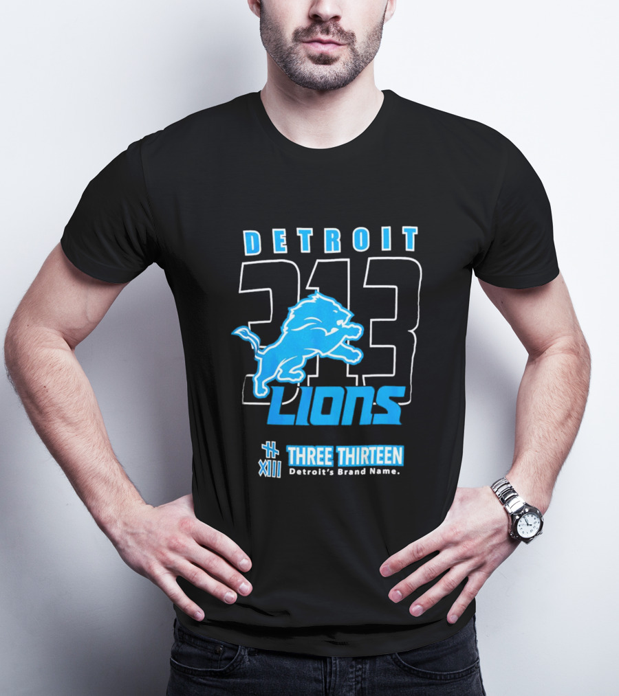 Detroit 313 Detroit Lions Three Thirteen XIII Brand Name T-Shirt