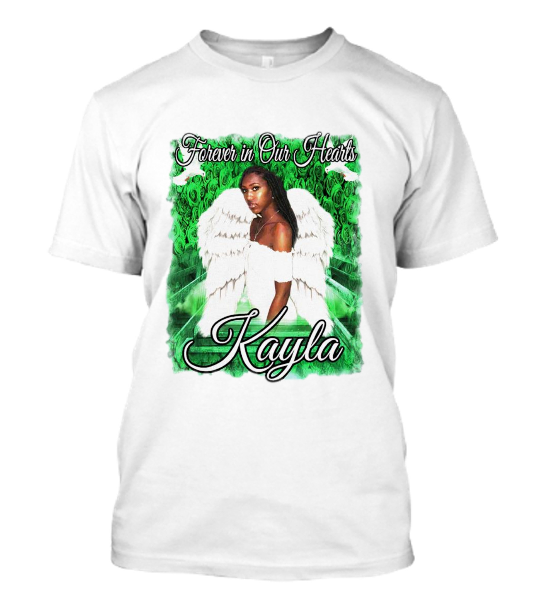 Forever In Our Hearts Kayla Angel Wings And Green T-Shirt