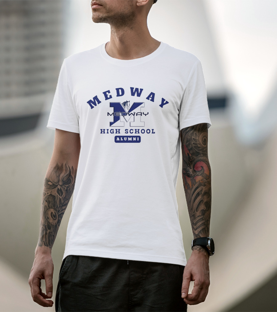 Medway High School Alumni Navy Blue Horse T-Shirt