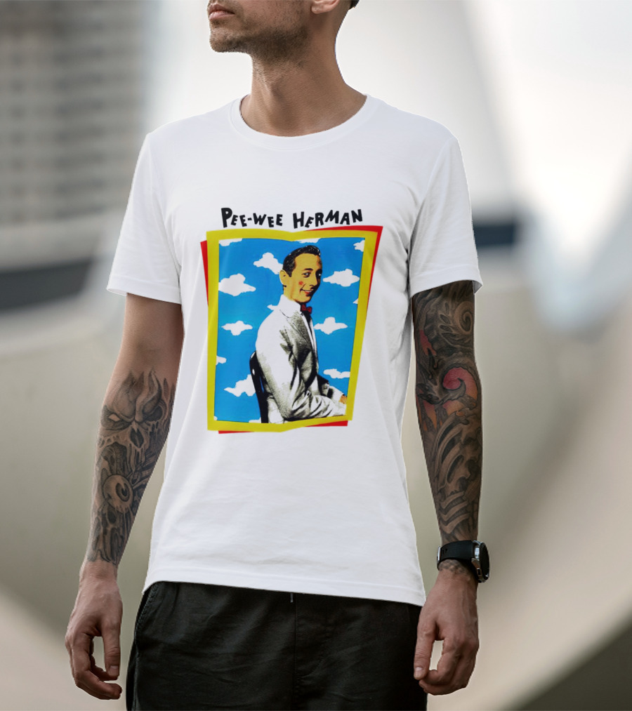 Pee-Wee Herman Paul Reubens Retro Pop Art Style Bright Blue Background T-Shirt