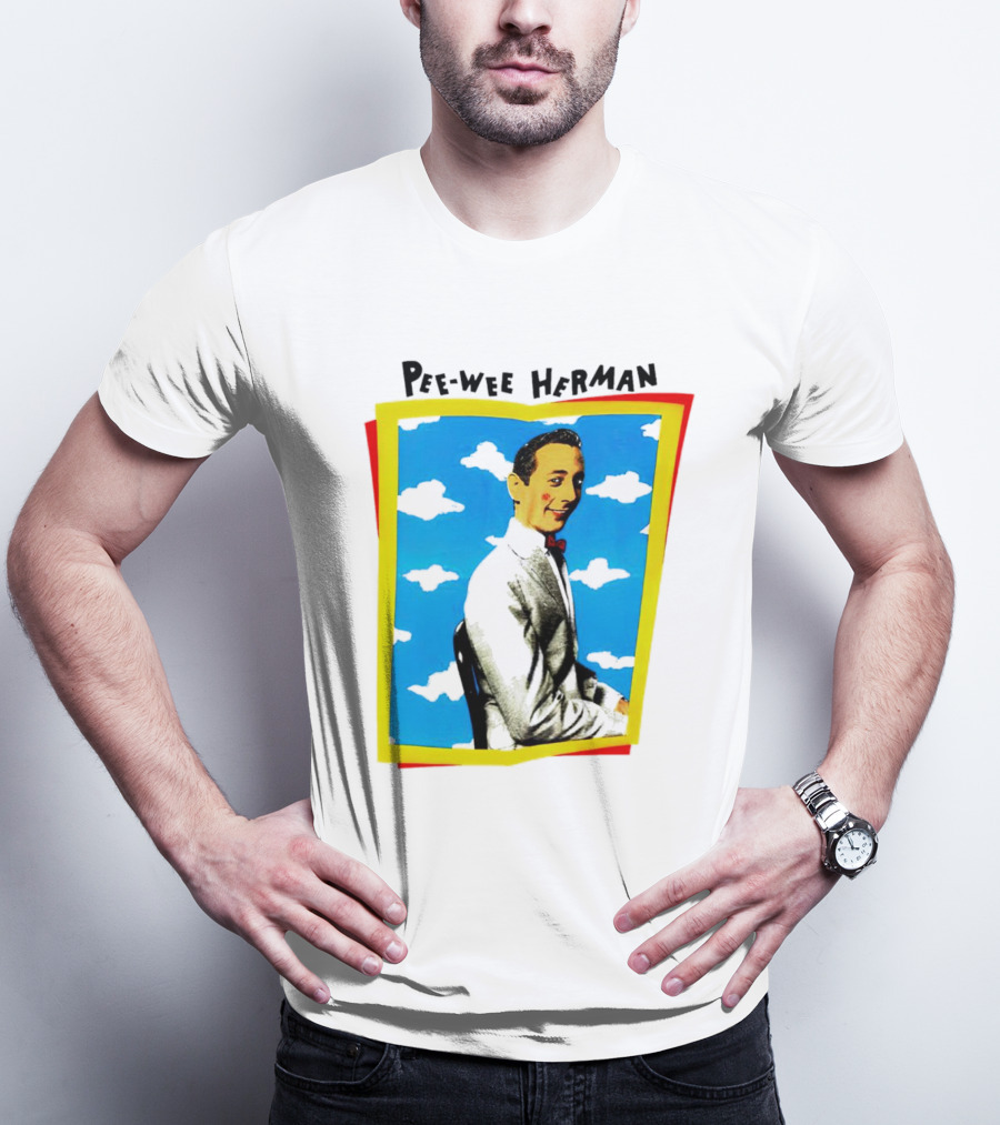 Pee-Wee Herman Paul Reubens Retro Pop Art Style Bright Blue Background T-Shirt