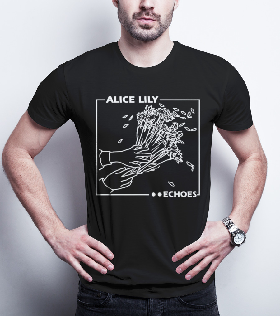ALICE LILY ECHOES Floral Line Art Hands Petals T-Shirt