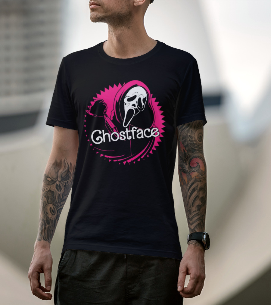 Ghostface Neon Pink Horror Icon In Vibrant T-Shirt