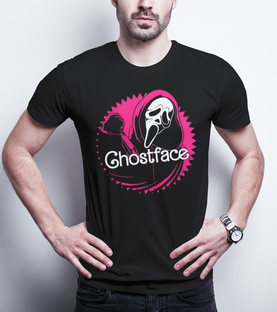 Ghostface Neon Pink Horror Icon In Vibrant T-Shirt