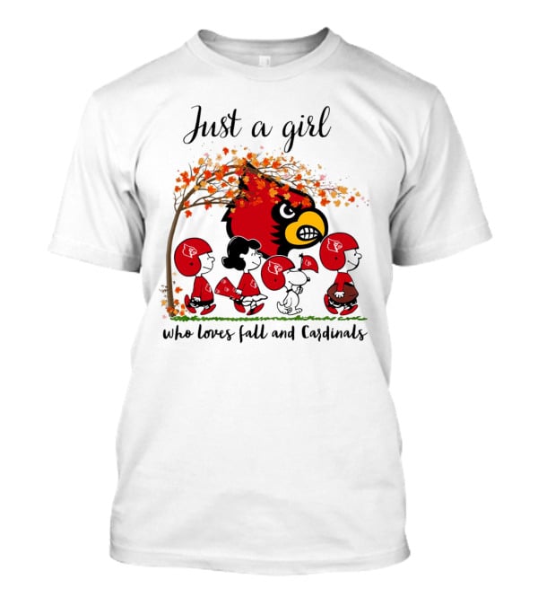 Just A Girl Who Loves Fall And Cardinals Peanuts Cartoon T-Shirt