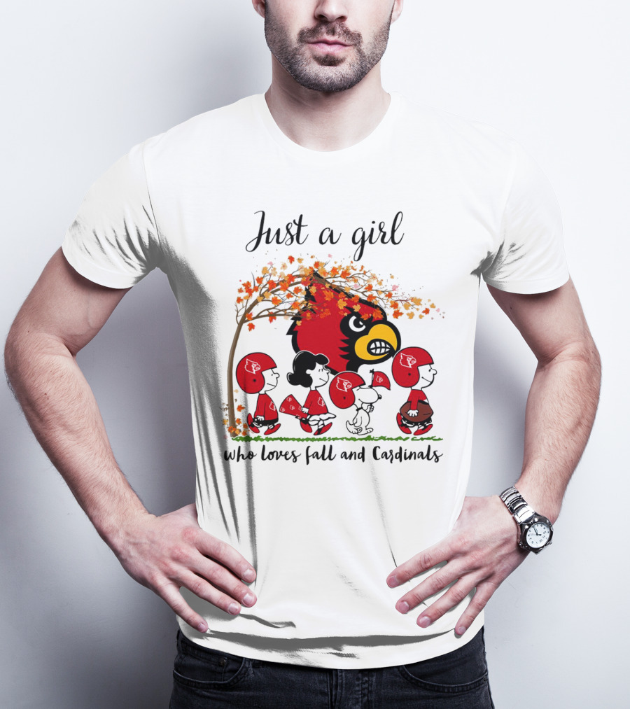 Just A Girl Who Loves Fall And Cardinals Peanuts Cartoon T-Shirt