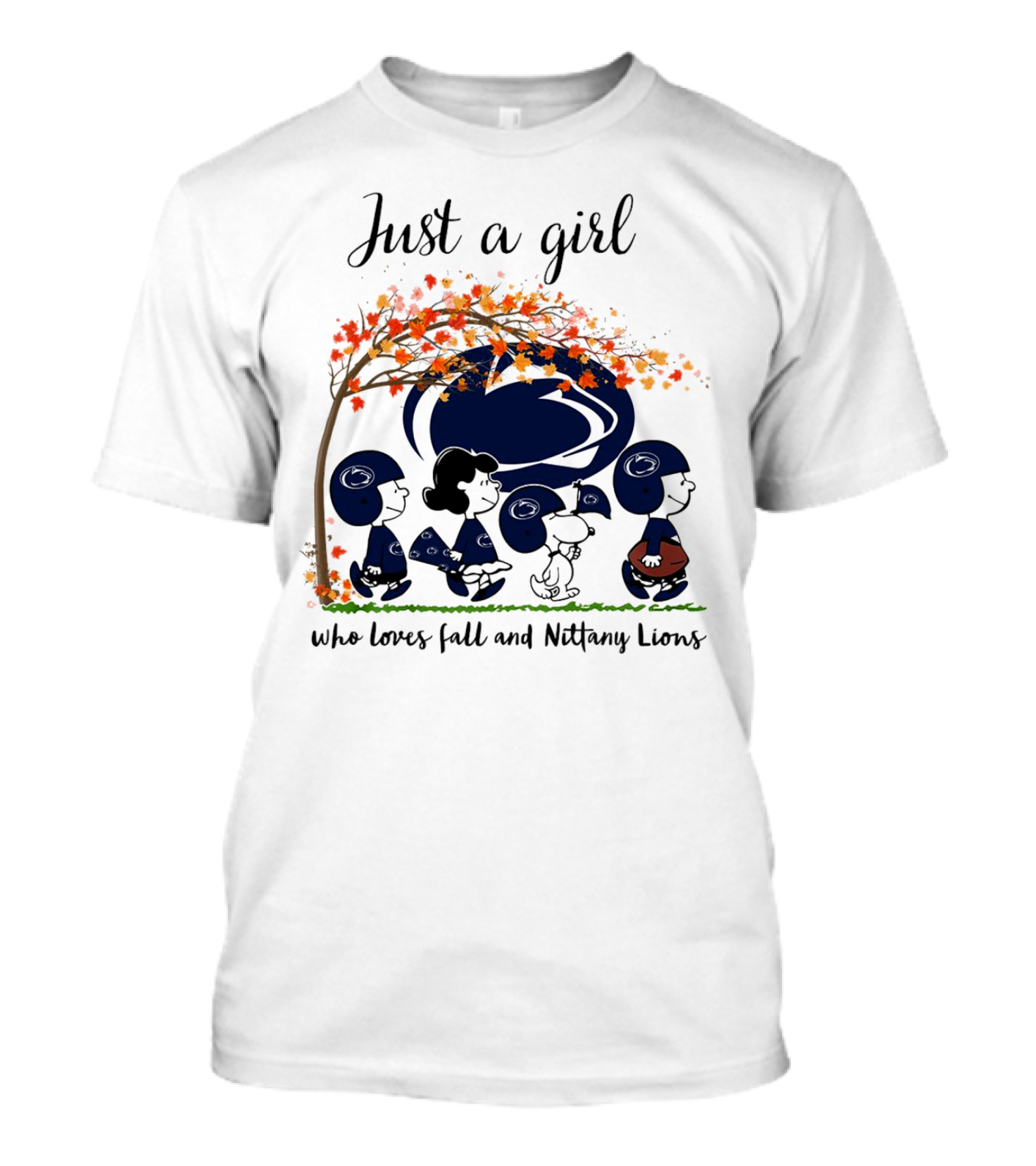 Just A Girl Who Loves Fall And Nittany Lions Peanuts Cartoon Halloween T-Shirt