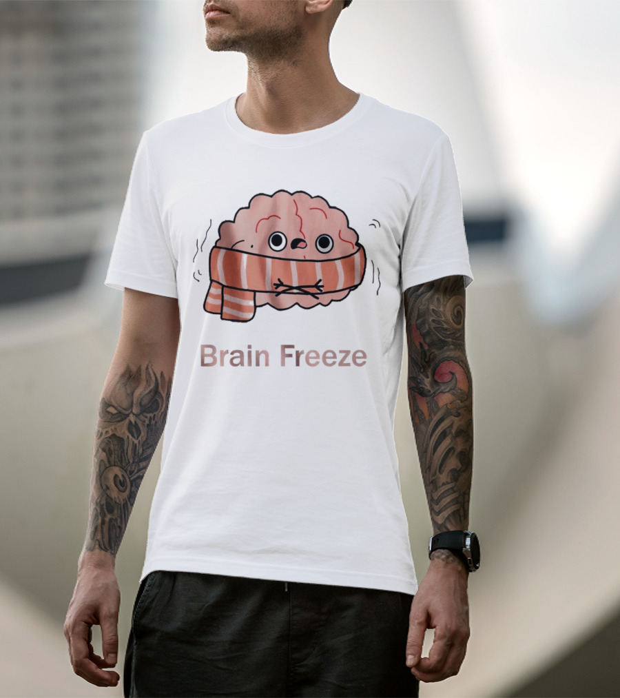 Brain Freeze Shivering Brain Wrapped In A Scarf T-Shirt