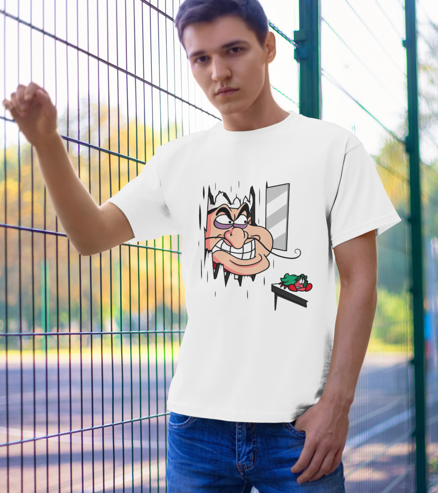 Chef Louis The Little Mermaid Cartoon Illustration With Louis Peeking Through Doorway T-Shirt