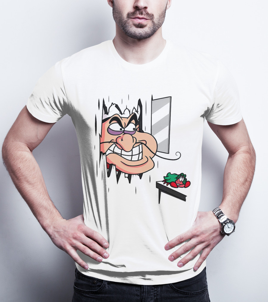 Chef Louis The Little Mermaid Cartoon Illustration With Louis Peeking Through Doorway T-Shirt
