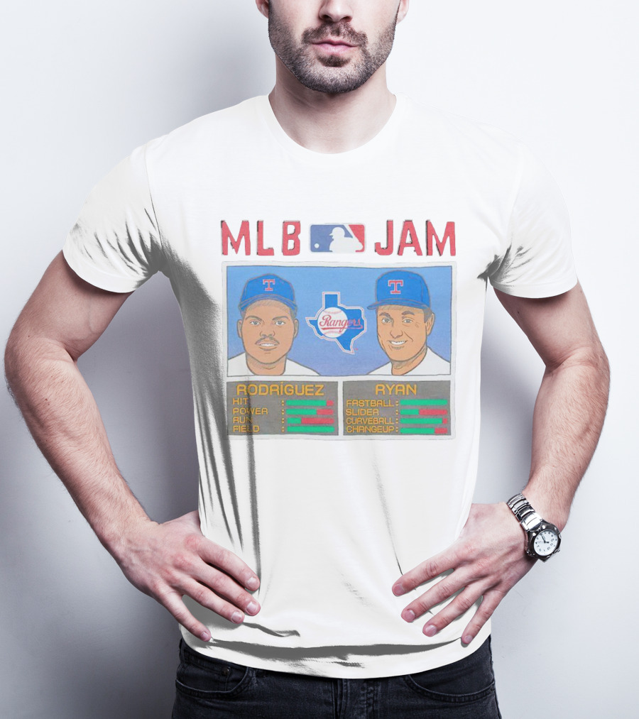 MLB Jam Texas Rangers Rodriguez And Ryan Baseball Stats T-Shirt