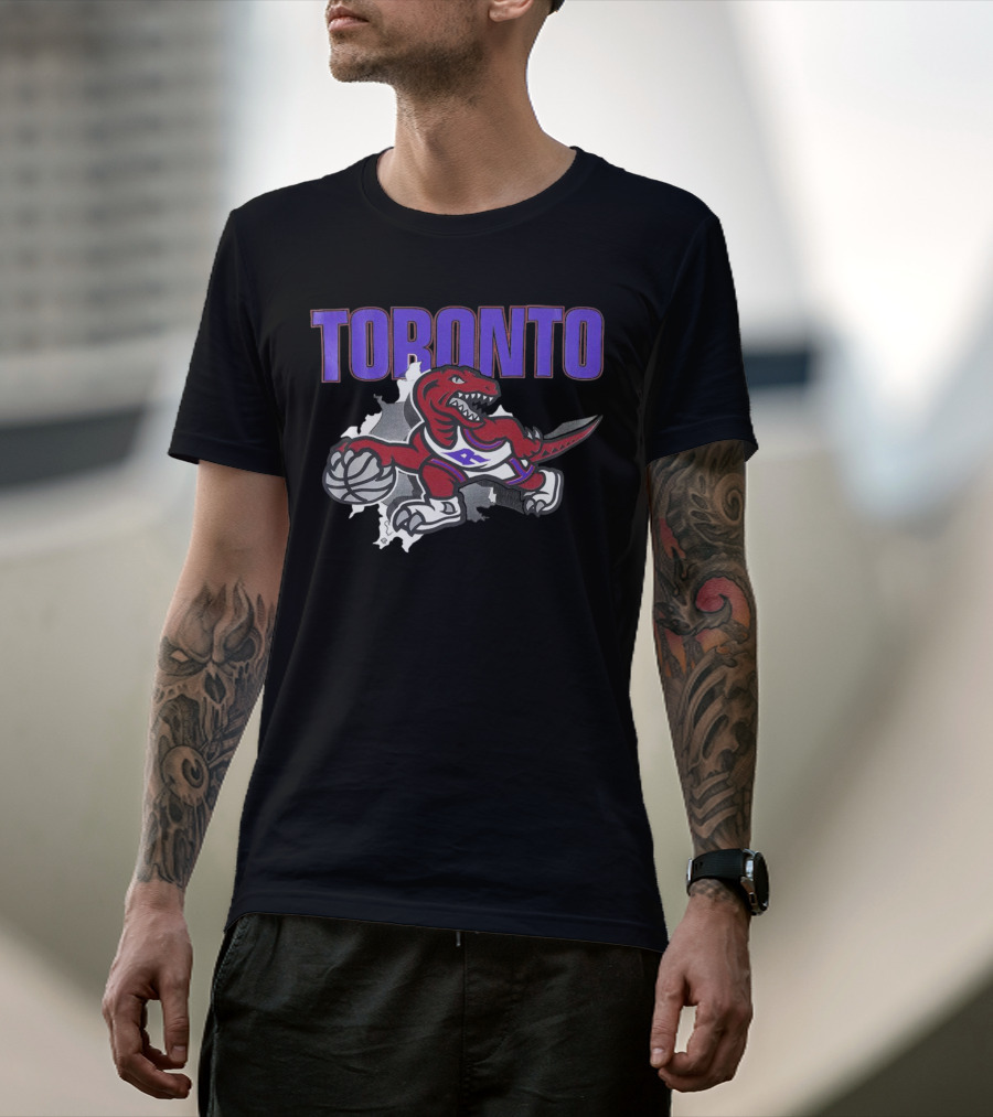 Toronto Raptors Basketball Dinosaur Logo Badge T-Shirt