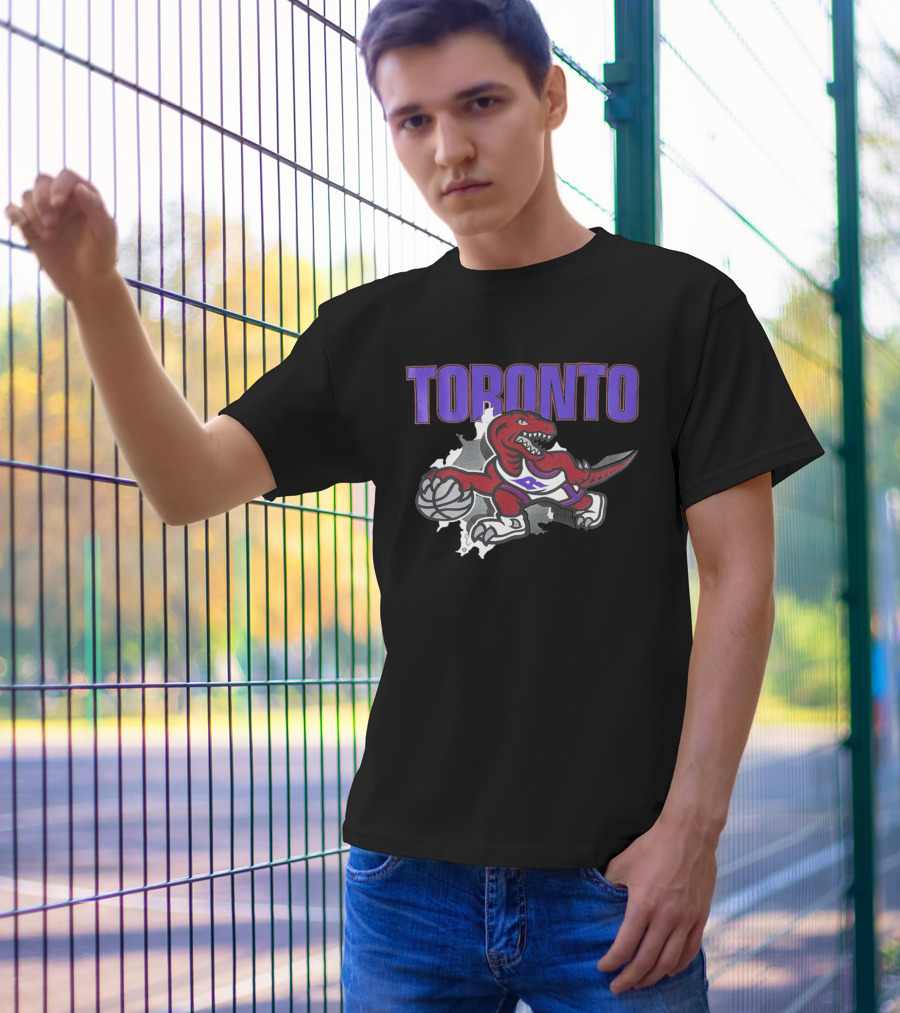 Toronto Raptors Basketball Dinosaur Logo Badge T-Shirt