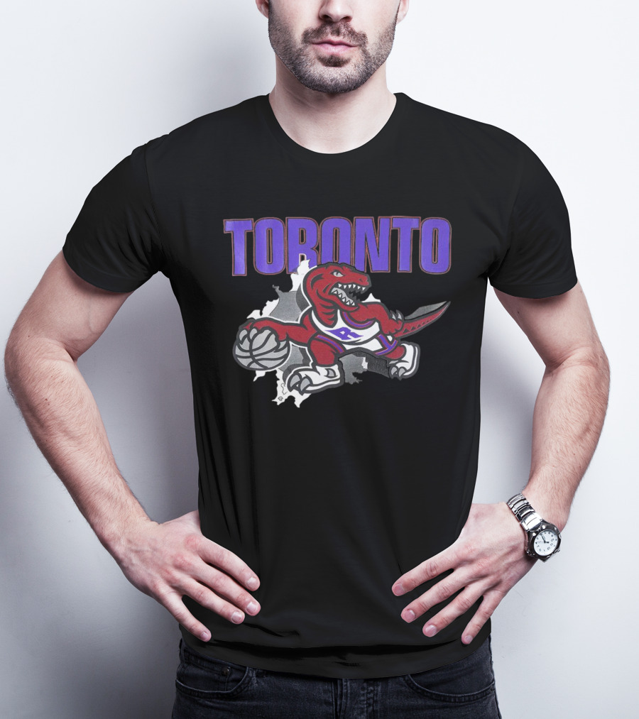 Toronto Raptors Basketball Dinosaur Logo Badge T-Shirt