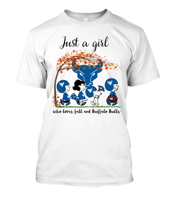 Just A Girl Who Loves Fall And Buffalo Bulls Peanuts Cartoon T-Shirt
