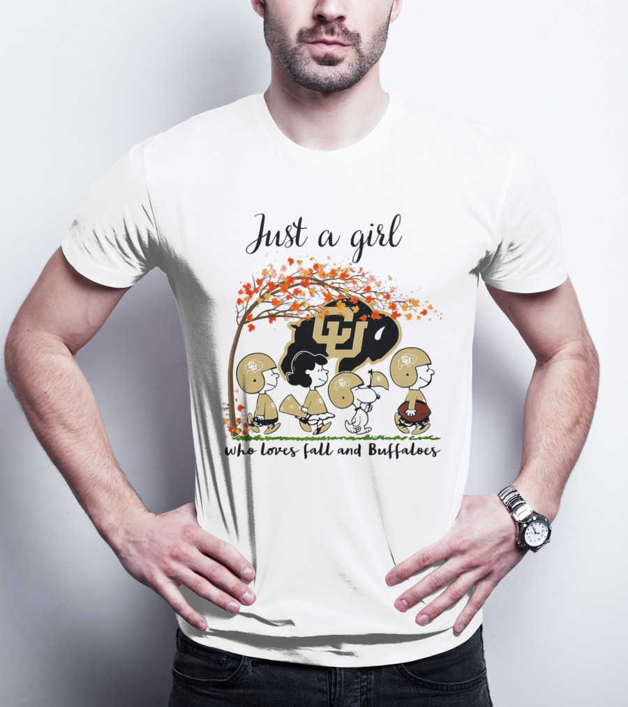 Just A Girl Who Loves Fall And Colorado Buffaloes Peanuts Cartoon T-Shirt