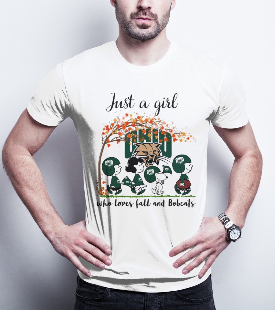 Just A Girl Who Loves Fall And Ohio Bobcats Peanuts Cartoon T-Shirt