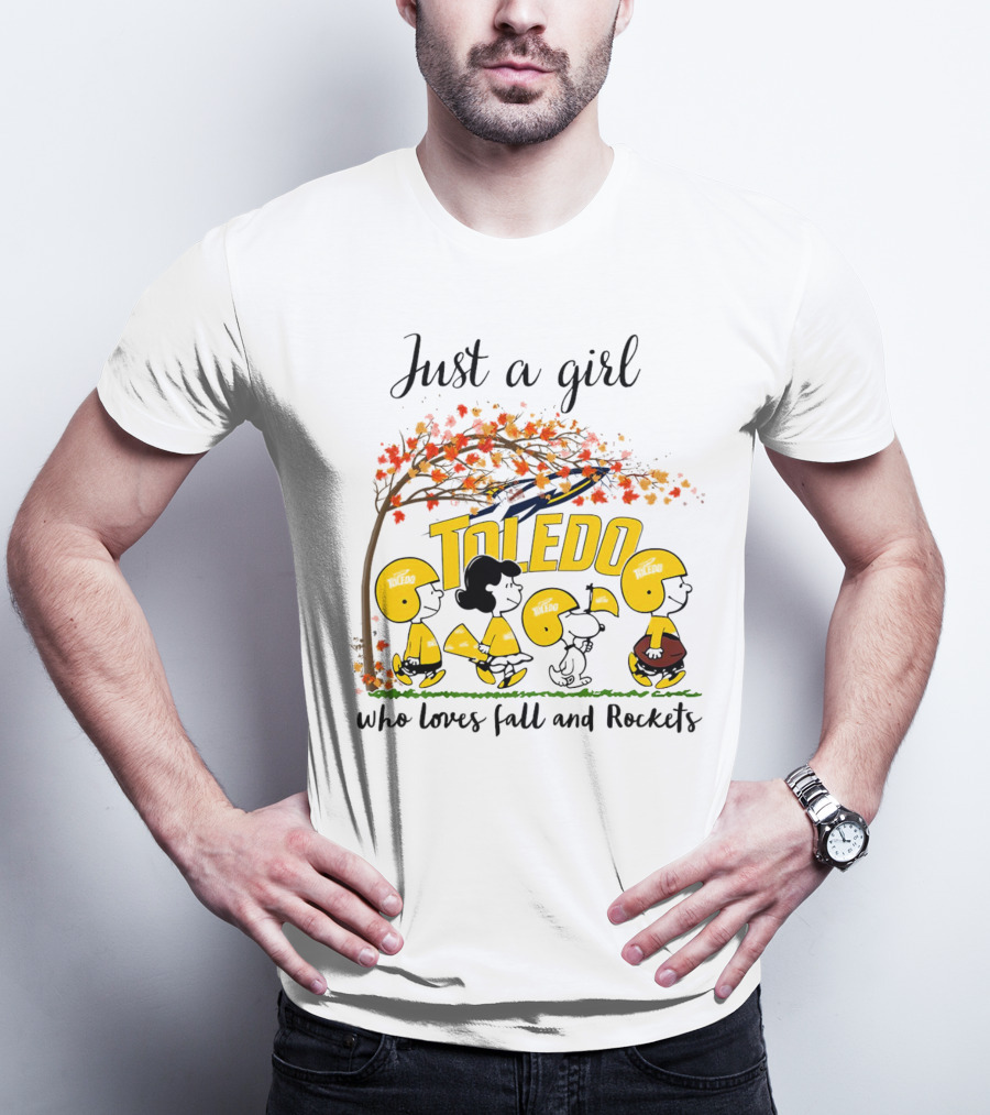 Just A Girl Who Loves Fall And Toledo Rockets Peanuts Cartoon T-Shirt